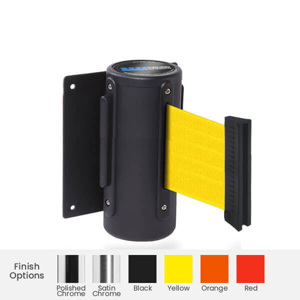 Steel Wall Mount Retractable Belt Barrier | Wall Unit 7.5 to 11ft Belt ...