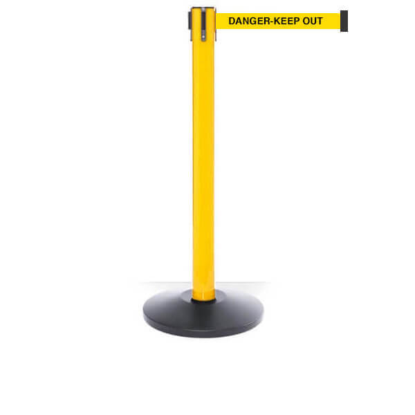 Outdoor Safety Retractable Belt Barrier - Heavy Duty Tube - 11ft Belt