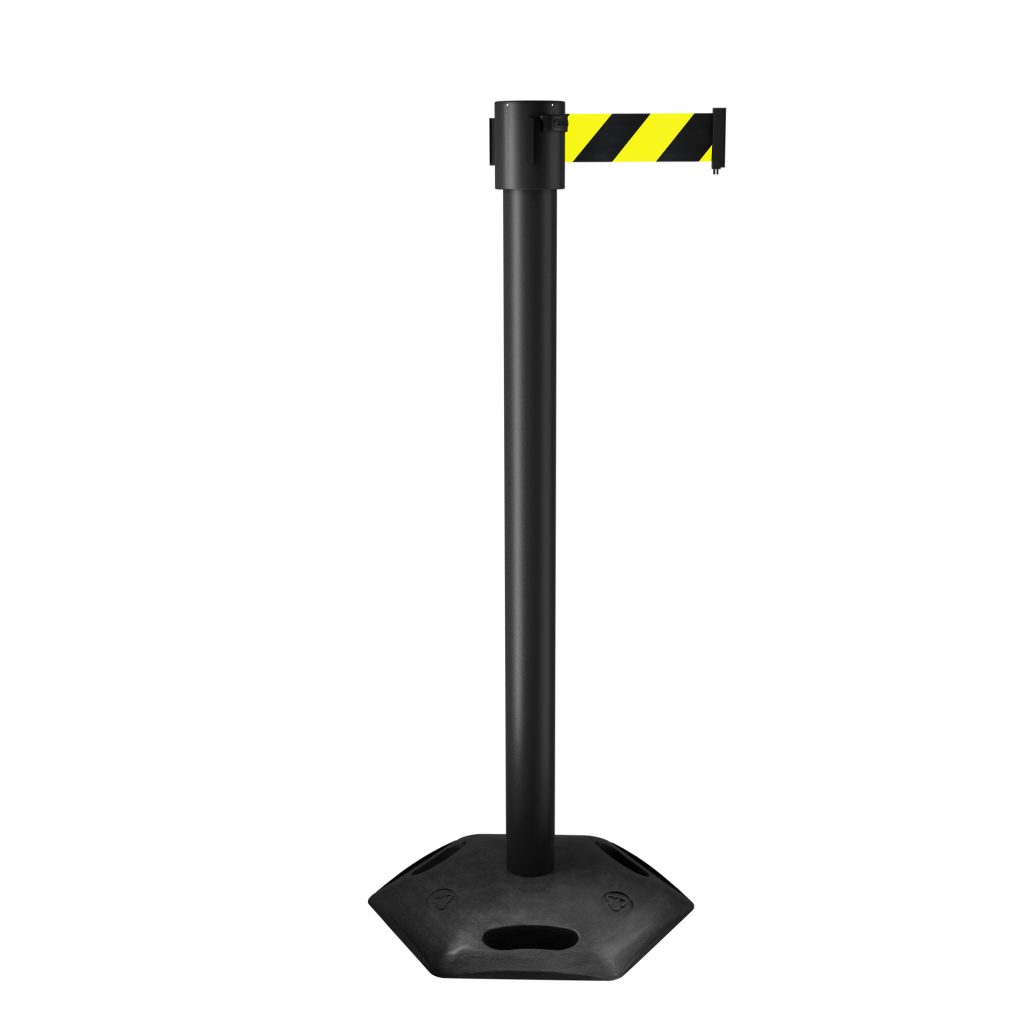 Outdoor Long Belt Stanchion - 20ft to 35ft Belt - BK