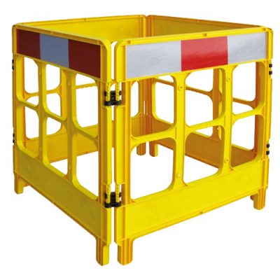 Yellow Manhole Cover Guard | Expanding Barricades | Plastic Barricade