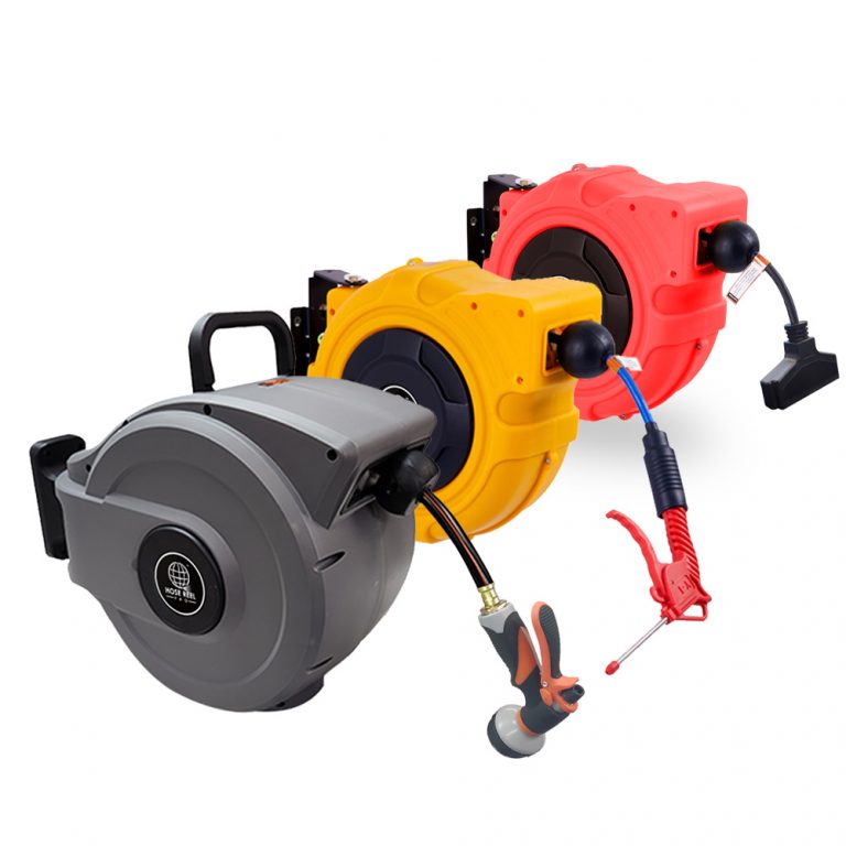 Hose Reel Variety Bundle | Garden Hose, Air Hose, Electrical Cord